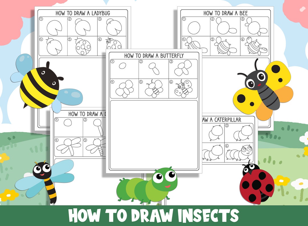 Learn How to Draw Insects (butterfly, Bee, Ladybug, Dragonfly ...