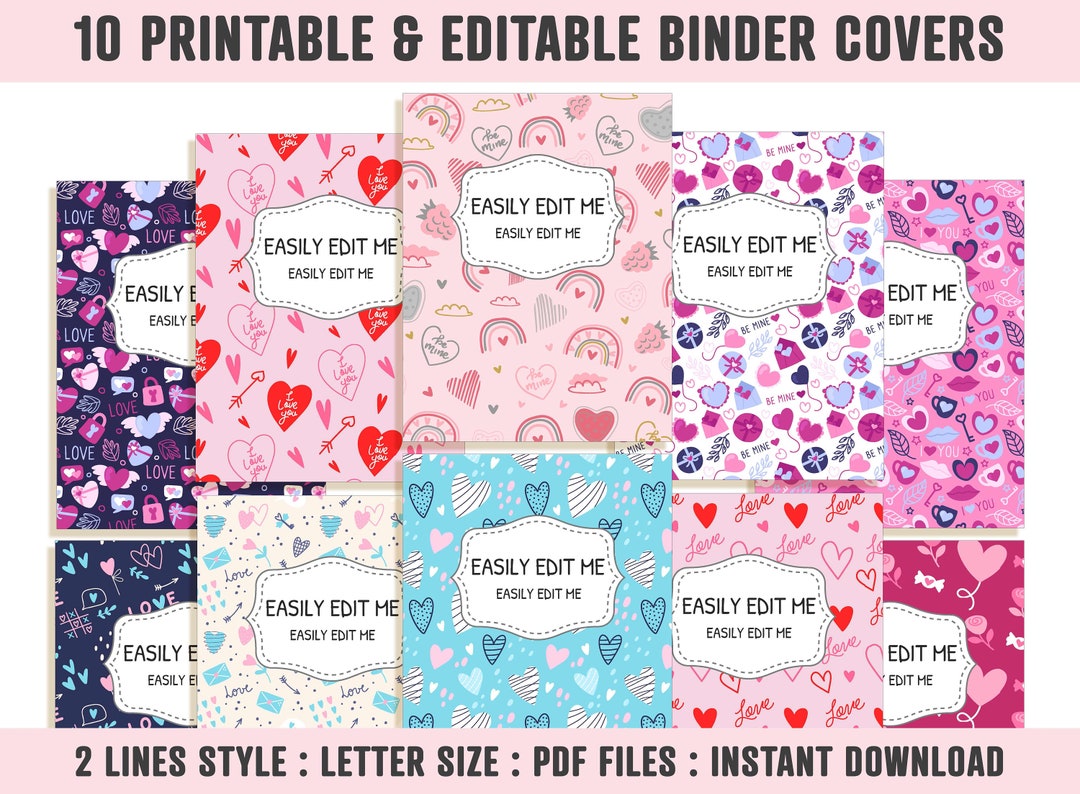 Binder Cover Printable Editable, 10 Coversspines, Binder Insert ...
