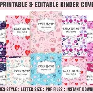 Binder Cover Printable Editable, 10 Covers+spines, Binder Insert ...