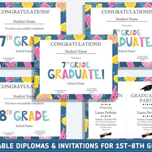 Editable 3rd Grade Awards, 1st to 8th Grade Diploma, Certificate of ...