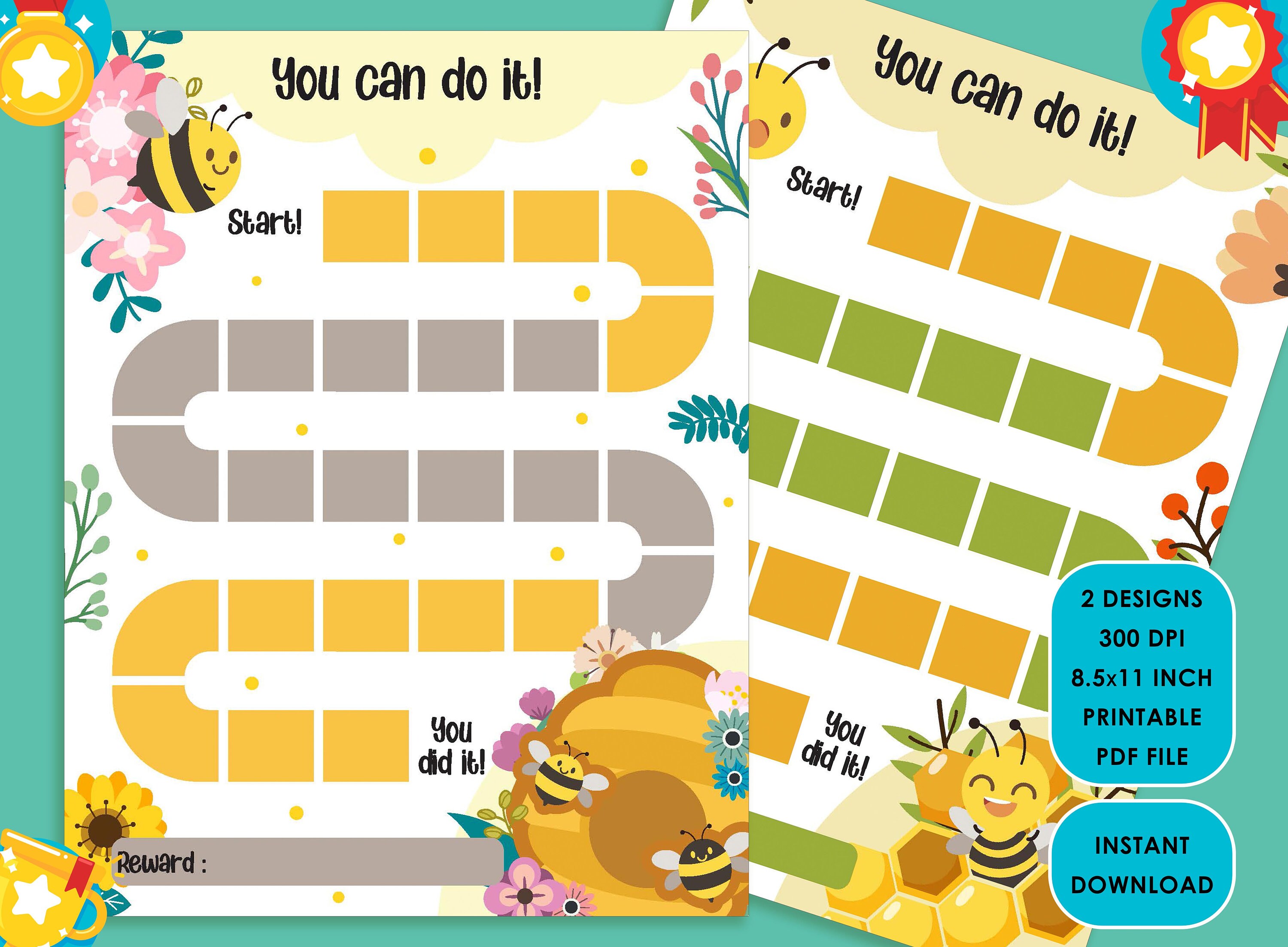 Charming Printable Bee Reward Chart for Kids, Honey Bee-themed Behavior ...