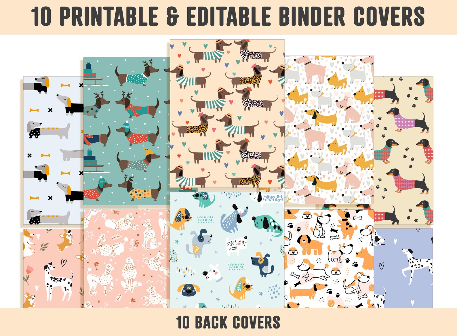 Binder Cover Printable Editable, 10 Coversspines, Binder Insert ...