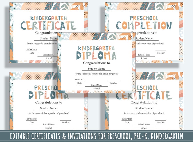 37 Pages of Editable Diploma, Certificate, and Invitation Templates for ...
