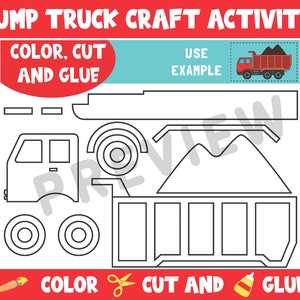Dump Truck Craft Activity - Color, Cut, and Glue for Prek to 2nd Grade ...