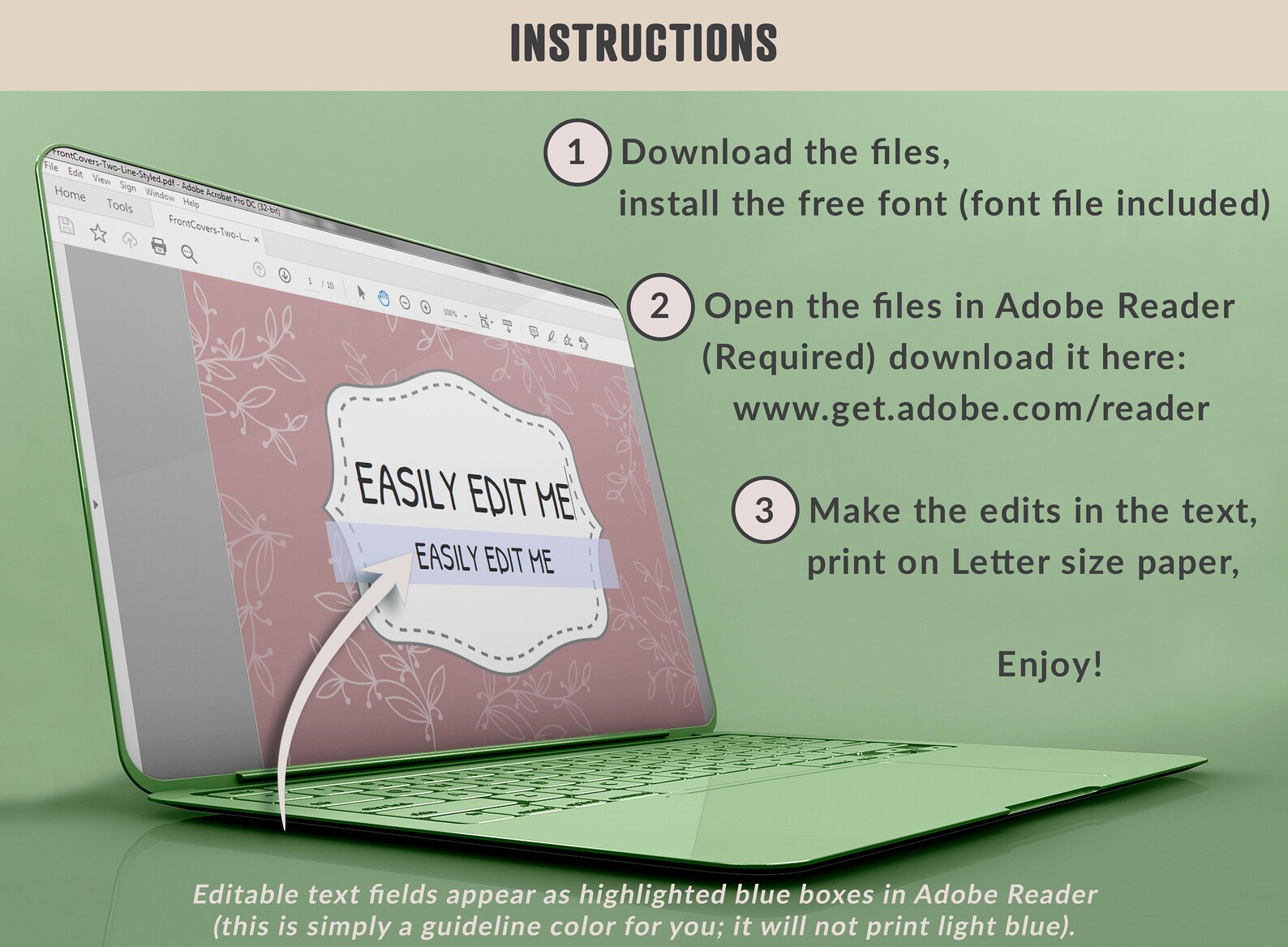 Floral Binder Cover 10 Printable & Editable Binder - Etsy