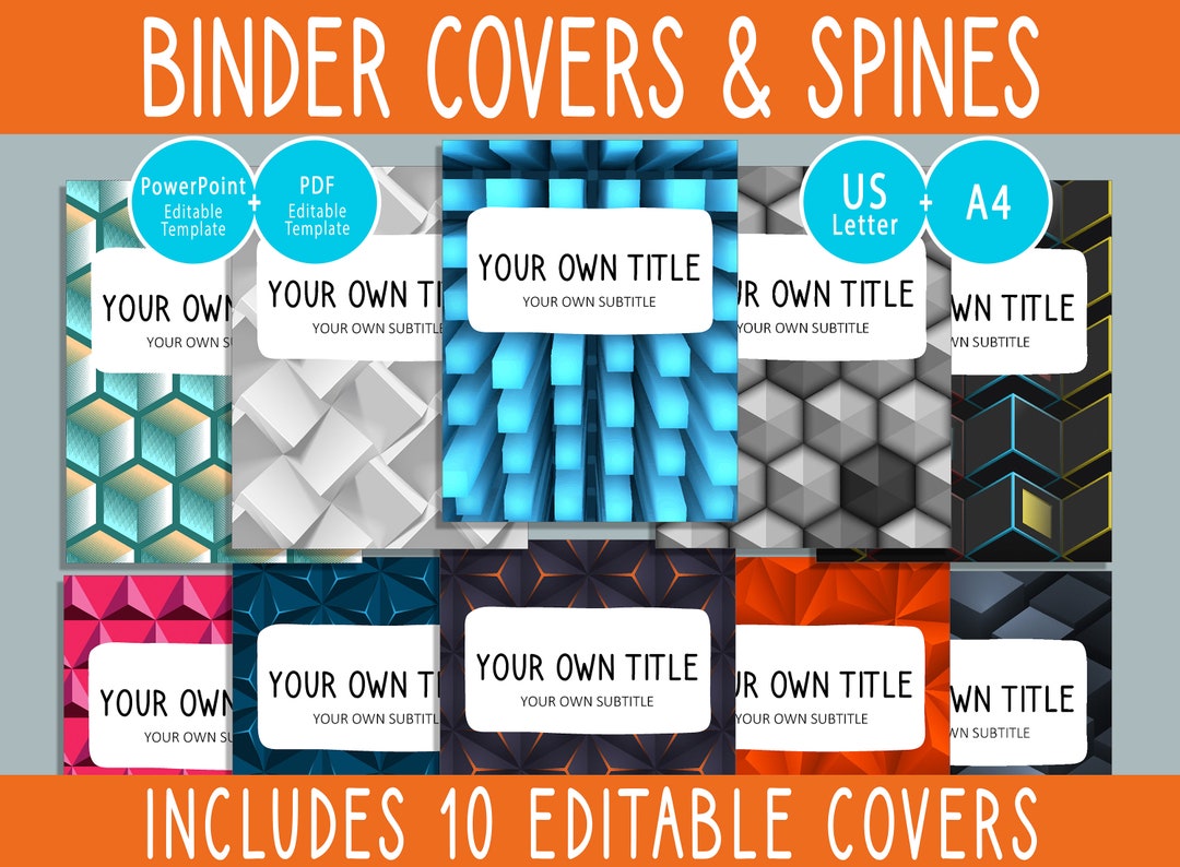 10 Editable 3D Geometric Binder Covers Includes 1 1.5 - Etsy