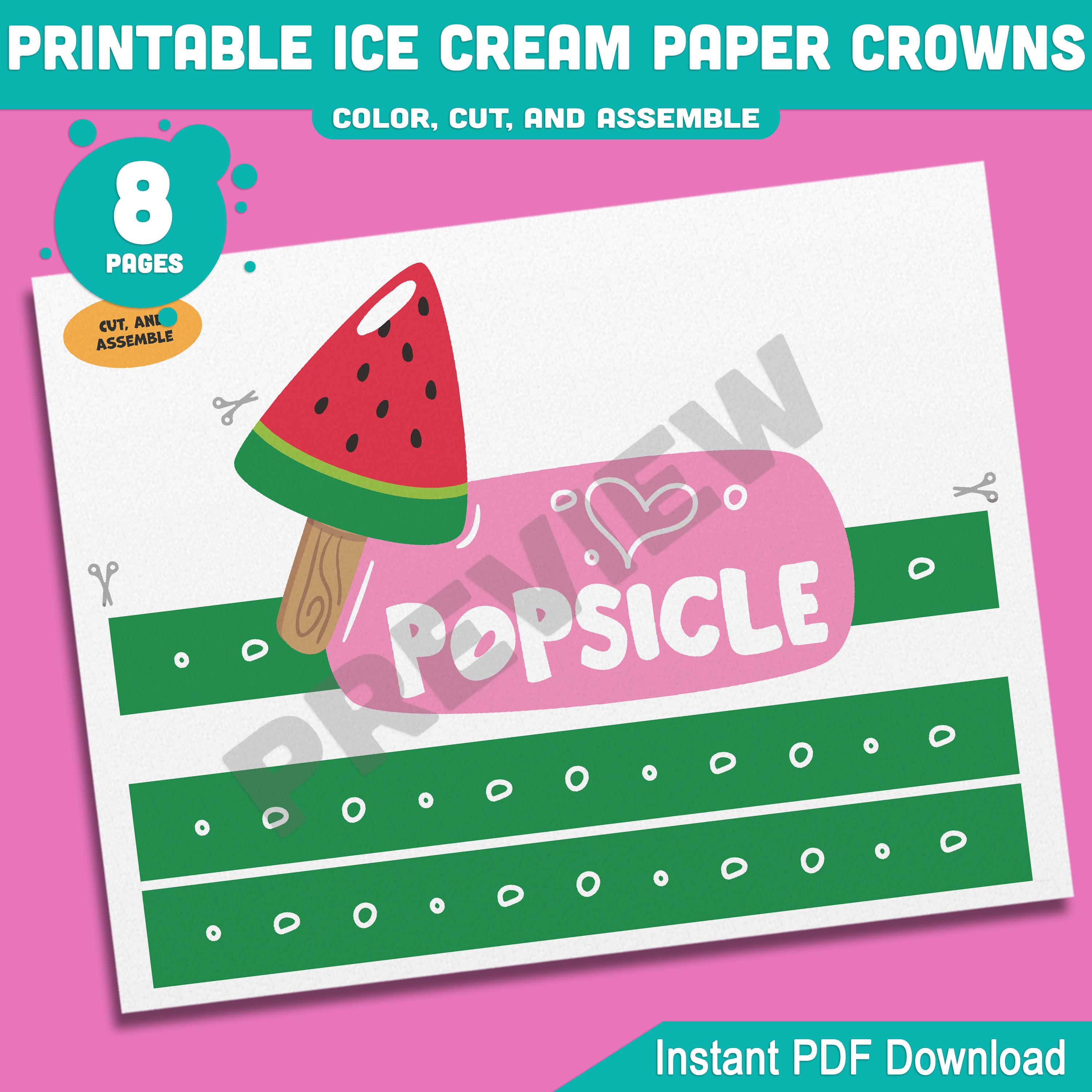 Printable Ice Cream Crowns, Fun Headband & Hat Craft for Kids, Summer ...