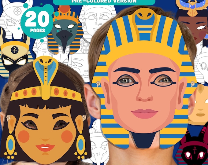 Ancient Egypt Masks Template Pharaoh Cleopatra Mummy Horus Anubis Bast ...