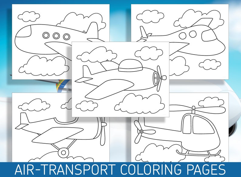 Up Up and Away: 25 Fun Air Transport Coloring Pages for - Etsy