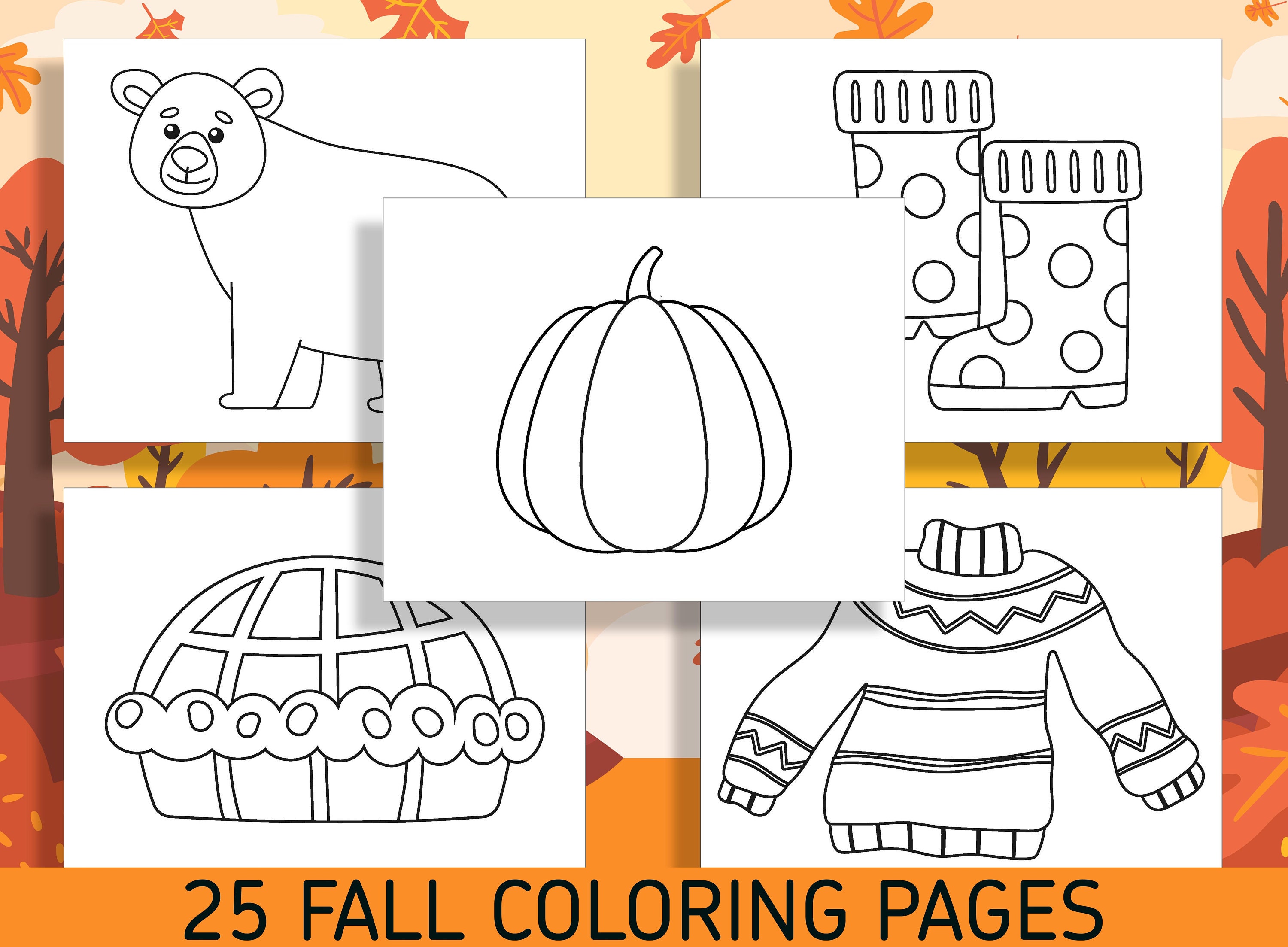 Fall Fun for Little Ones: 25 Easy Coloring Pages for Kindergarten ...