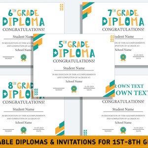 Editable First Grade, Second Grade Diploma Certificate of Completion ...