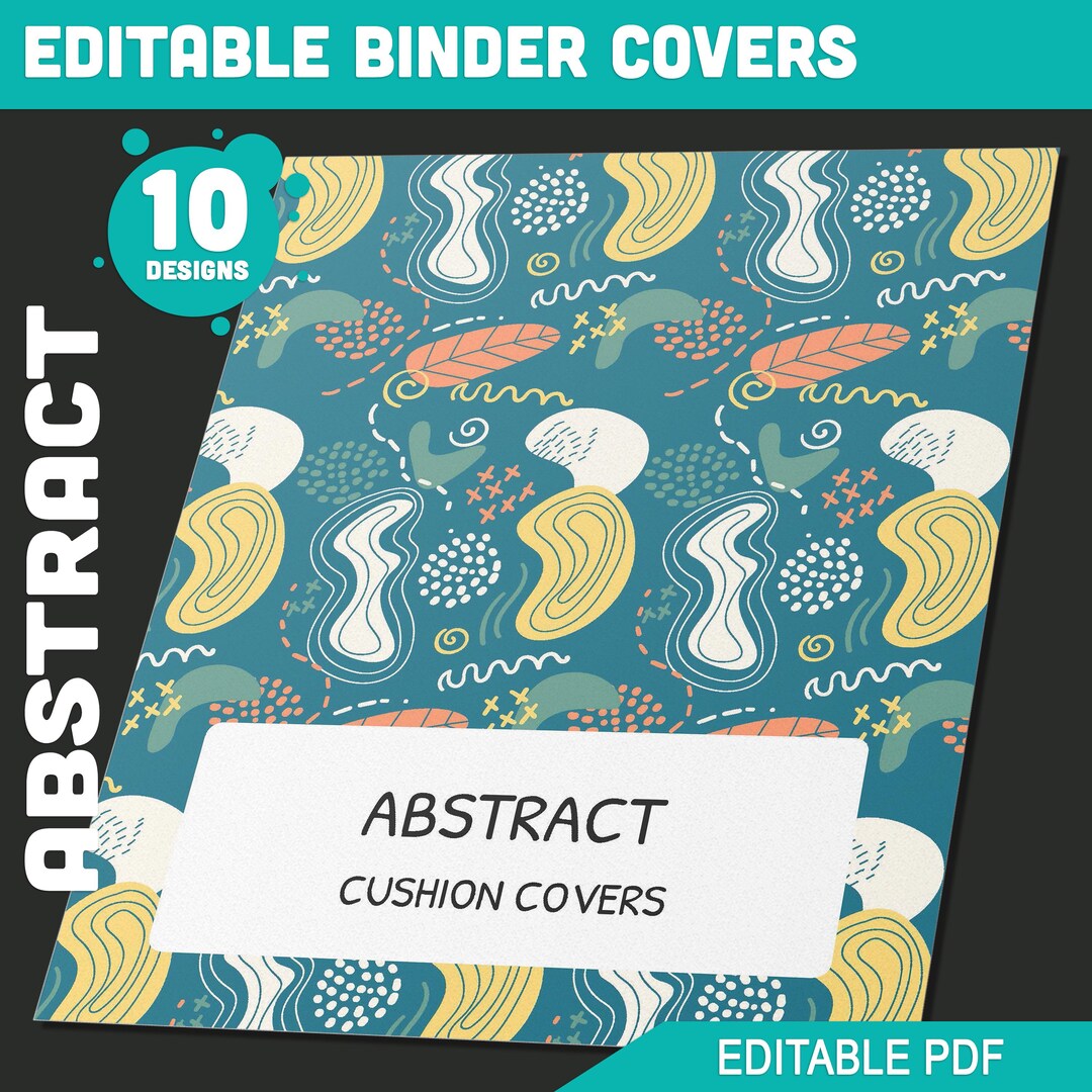 Abstract Planner Cover, 10 Printable & Editable Binder Covers+spines ...