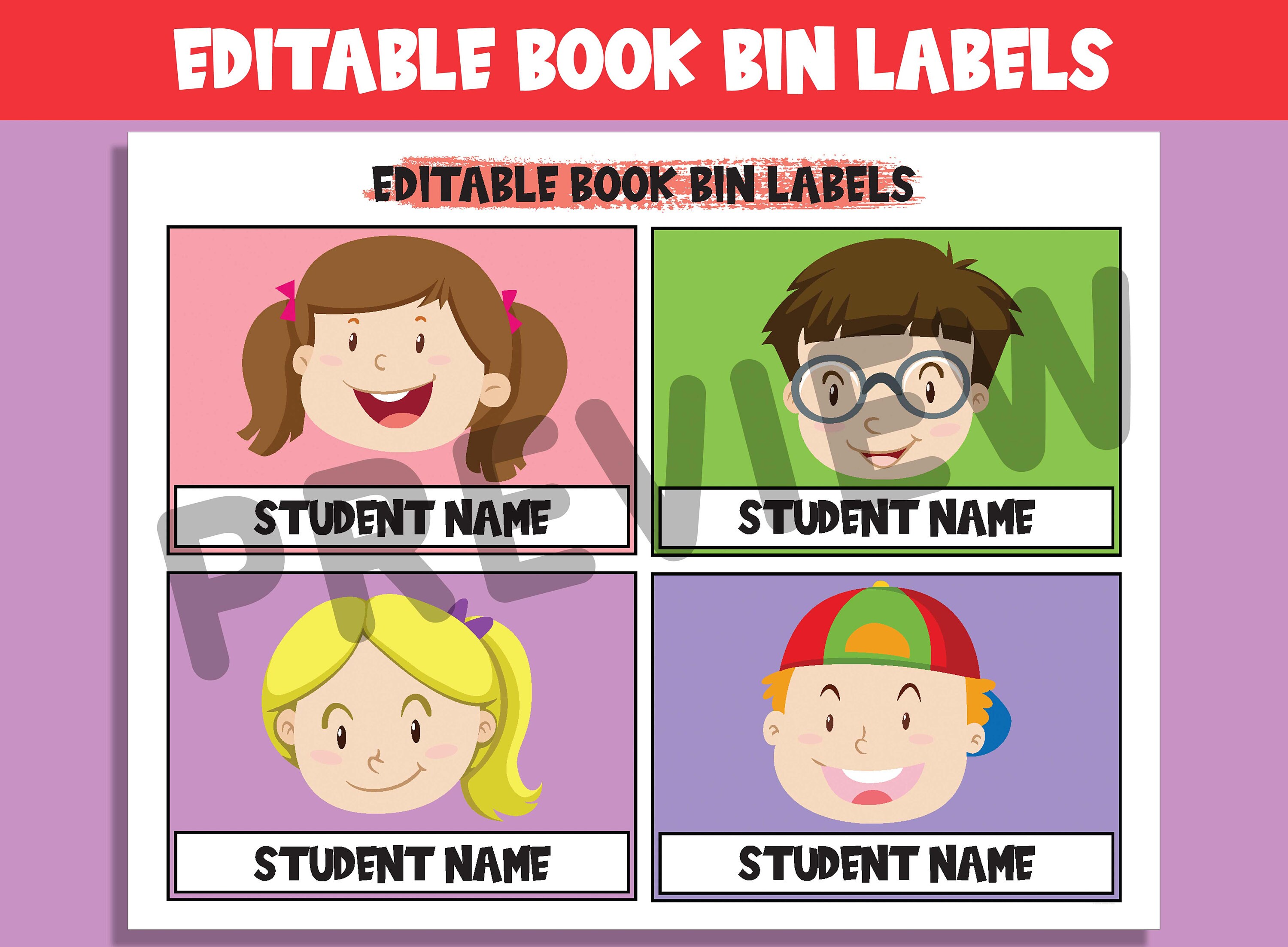 Editable Student Book Bin Labels: 16 Customizable Designs for Perfect ...