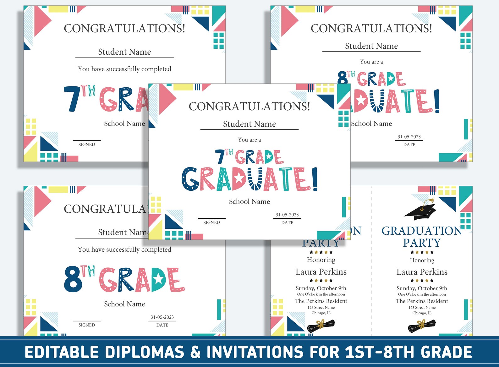 Editable 2nd Grade Diploma 1st to 8th Grade Diploma - Etsy