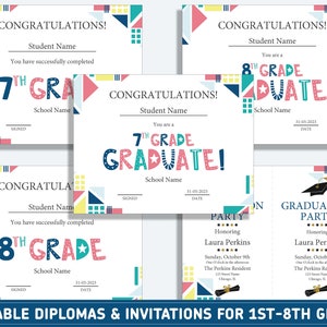 Editable 2nd Grade Diploma, 1st to 8th Grade Diploma, Certificate of ...