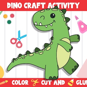 Cute Dino Craft Activity - Color, Cut, and Glue for Prek to 2nd Grade ...