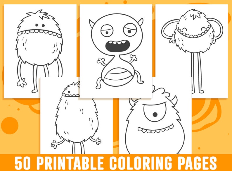 Monster Coloring Book for Kids: 50 High-resolution Printable Pages ...