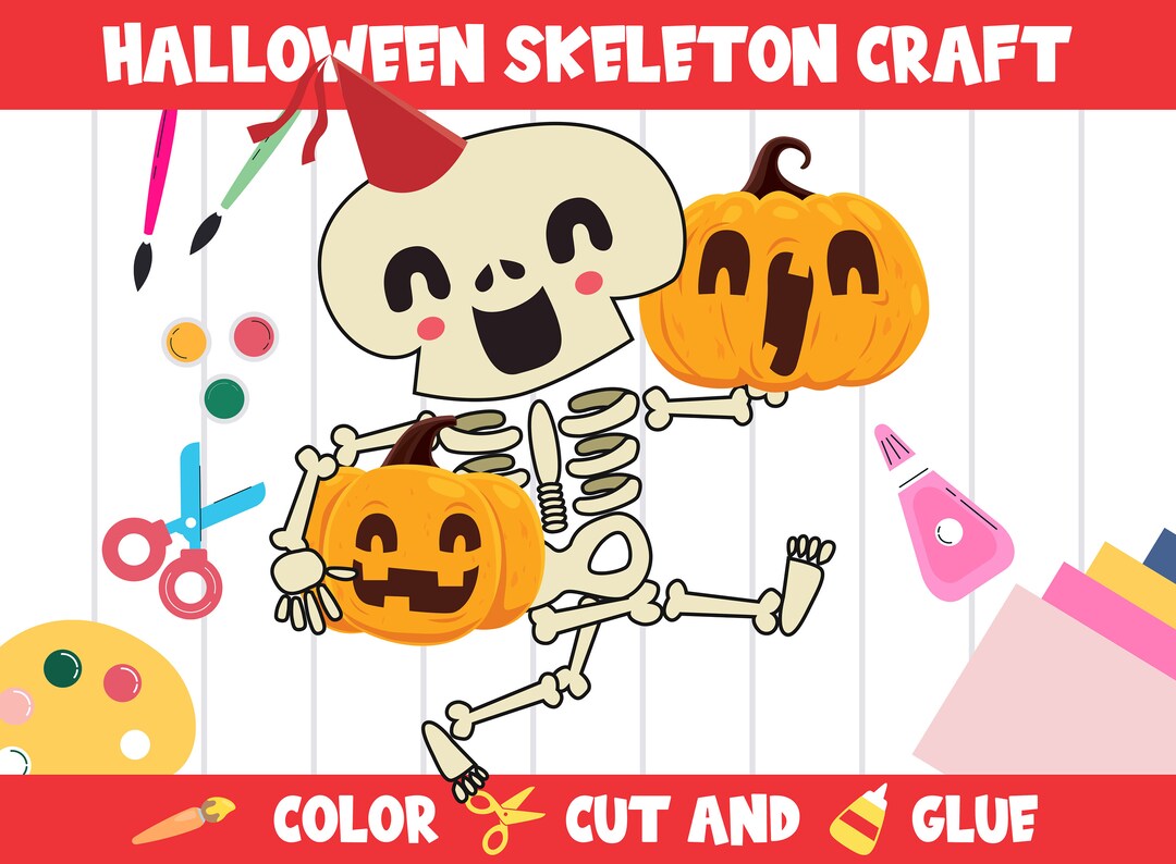 Halloween Skeleton Craft Activity - Color, Cut, and Glue for Prek to ...