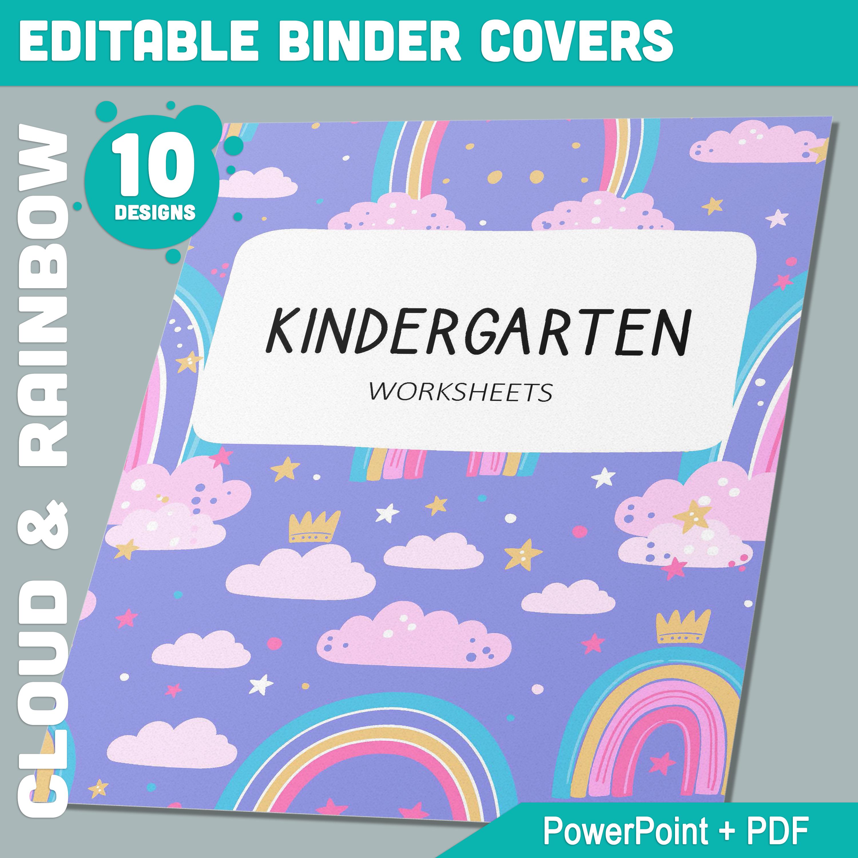 10 Editable Cloud Sky Rainbow Binder Covers, Includes 1, 1.5, 2spines ...