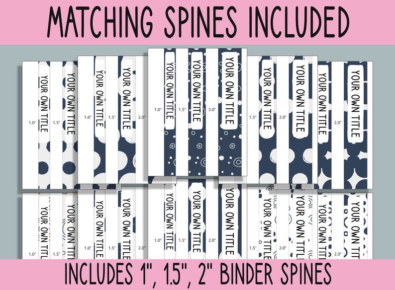 10 Editable Circles and Dots Binder Covers, Includes 1", 1.5", 2 ...