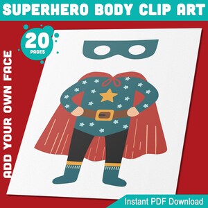 Superhero Body Cutout Clip Art: Add Your Own Face for a Customizable ...
