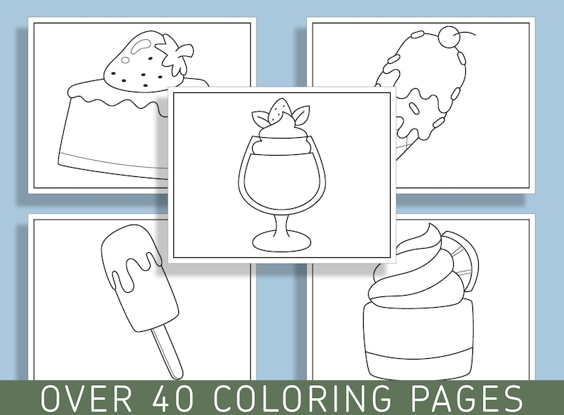 Food Coloring Pages: Fun Activity Book for Kids With 40 Printable Food ...