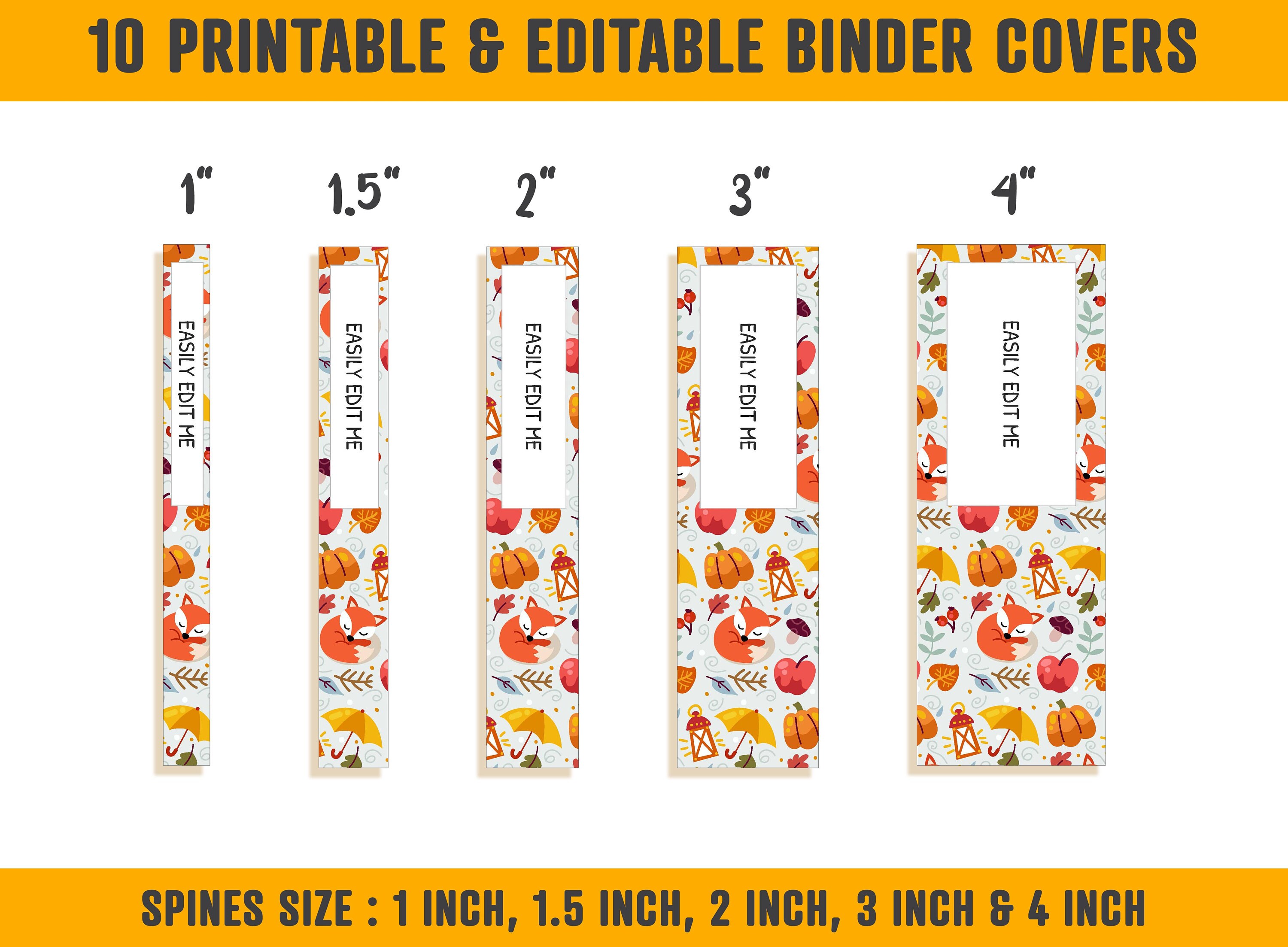 Fall Planner Covers, 10 Editable Binder Covers and Spines, Binder Cover ...