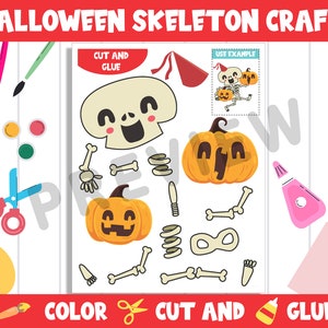 Halloween Skeleton Craft Activity - Color, Cut, and Glue for Prek to ...