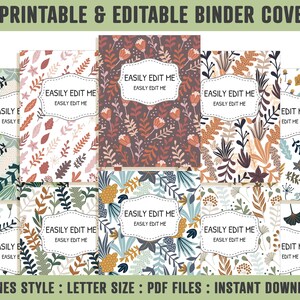 Floral Binder Cover, 10 Printable/editable Covers+spines, Binder Insert ...
