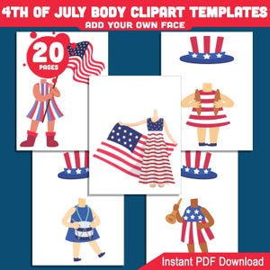 4th of July Body Clipart Templates: Add Your Photo Face, 20 Fun ...