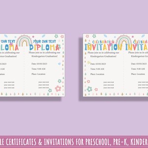 Diploma, Certificate, and Invitation Templates for Kindergarten and ...
