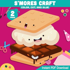 S'mores Craft for Kids, Printable Color Cut and Glue Activity, Perfect ...