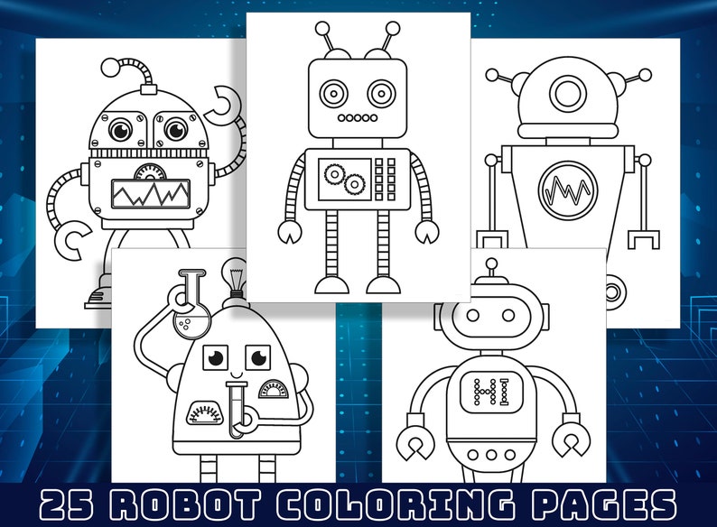 25 Fun Robot Coloring Pages for Preschool and Kindergarten Kids, PDF ...
