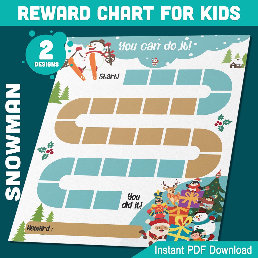 Printable Cute Snowman Reward Chart for Kids: 2 Charming Designs to ...