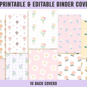 Flower Binder Cover, 10 Covers+spines, Binder Cover Printable, Editable ...