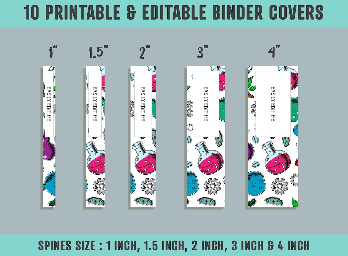 Science Pattern Binder Cover 10 Printable & Editable Binder - Etsy