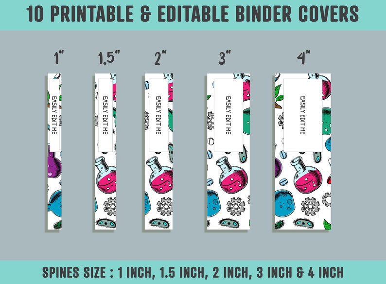 Science Pattern Binder Cover, 10 Printable & Editable Binder Covers ...