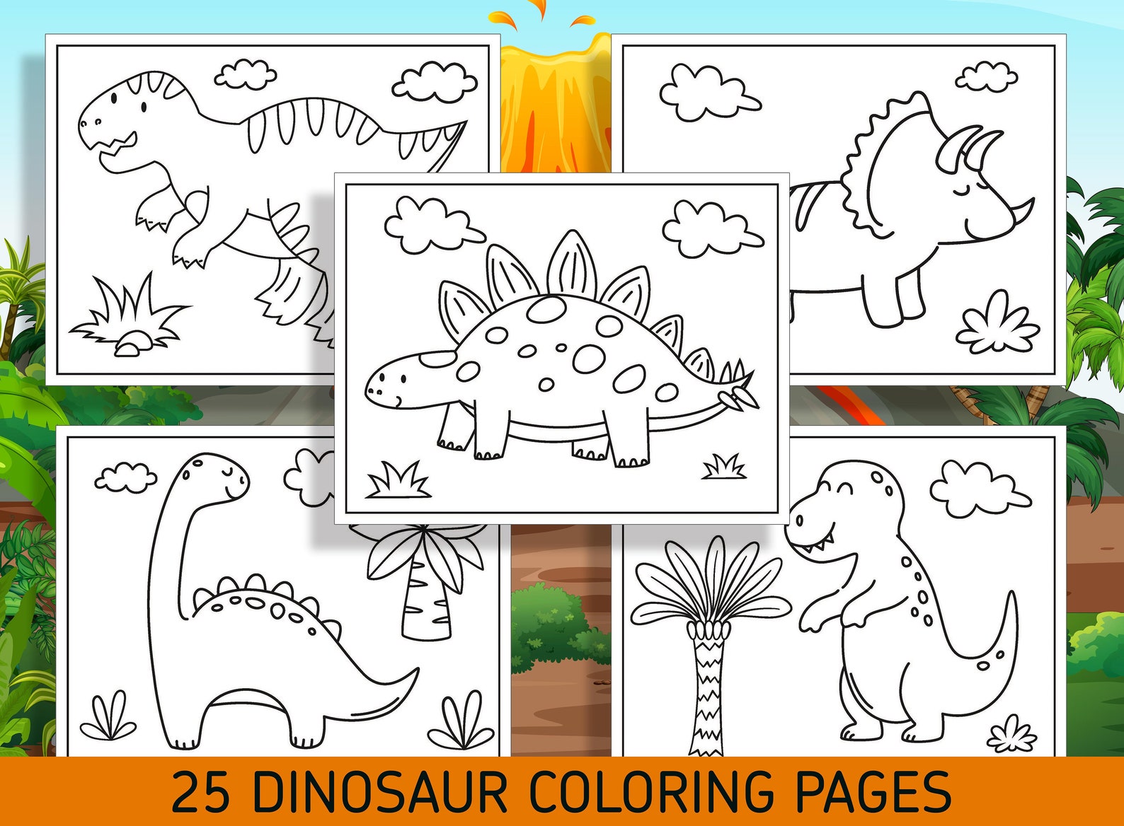 Roar-some Fun for Kids 25 Easy Dinosaur Coloring Pages for Kindergarten ...