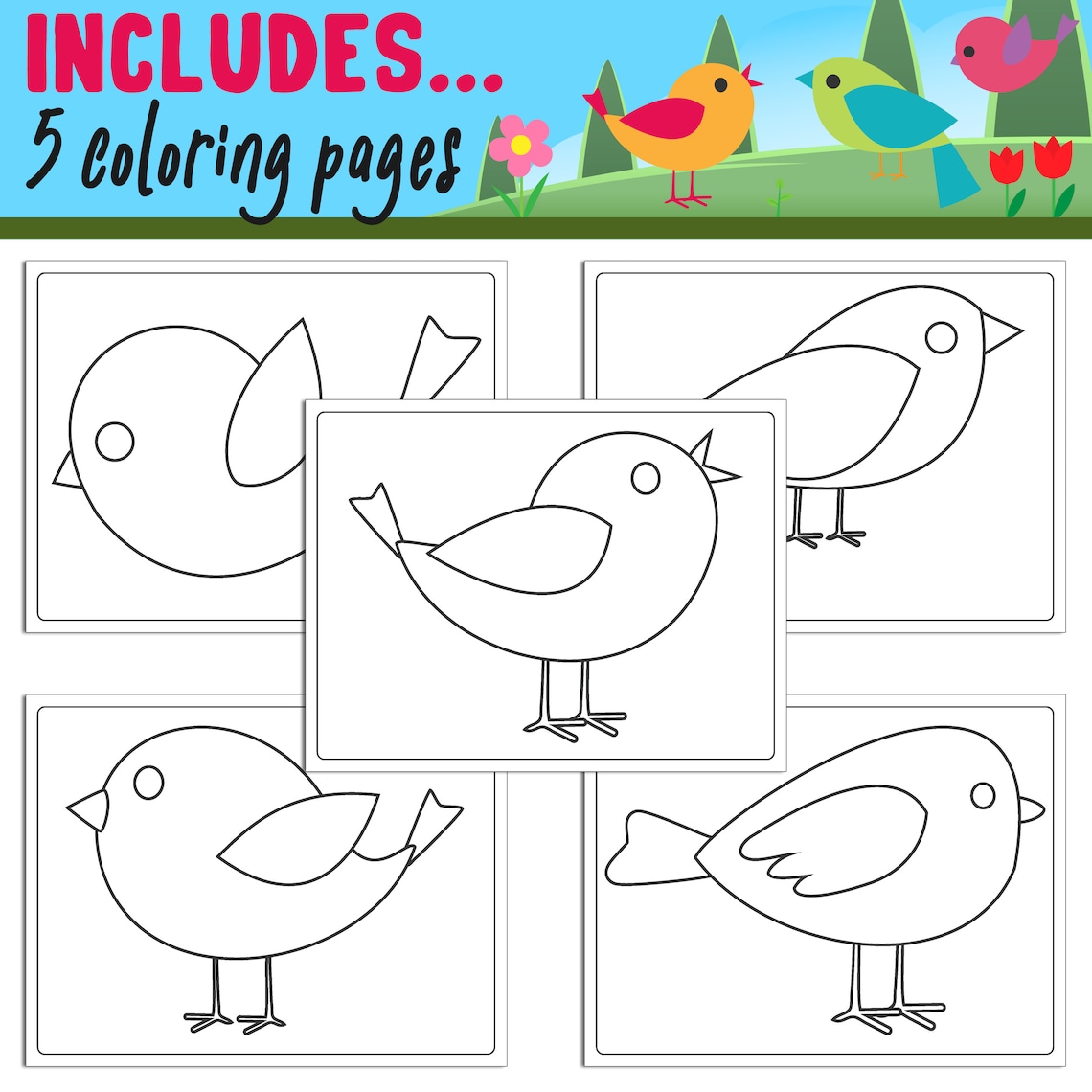 How to Draw a Simple Bird for Kids, Directed Drawing Step by Step ...