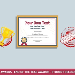 Editable Student of the Month Awards, End of School Year Awards ...