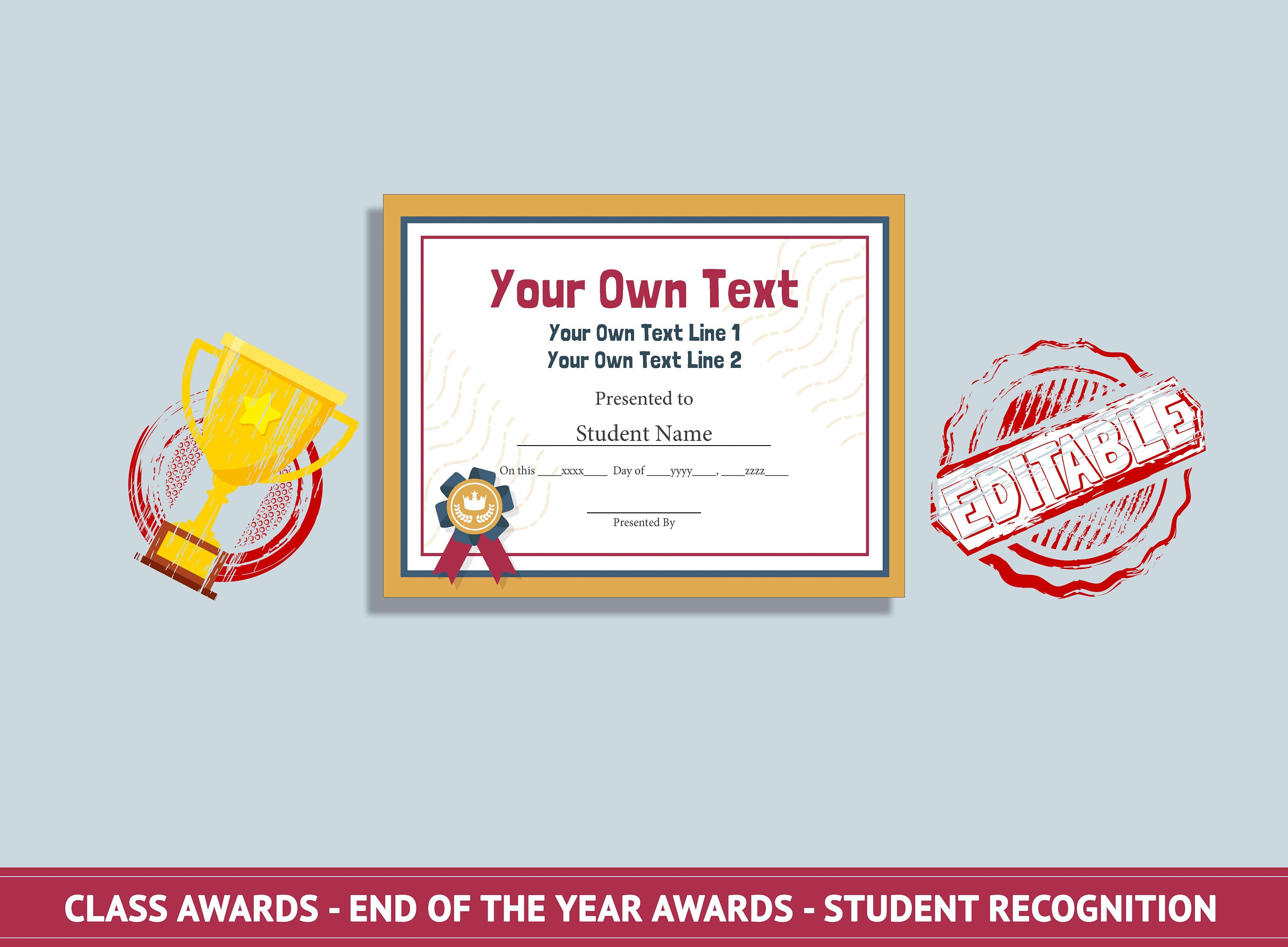 Editable Student of the Month Awards, End of School Year Awards ...