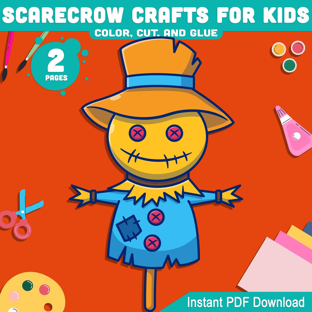 Scarecrow Crafts Kit for Kids: Fun Color, Cut, and Glue Activity for ...