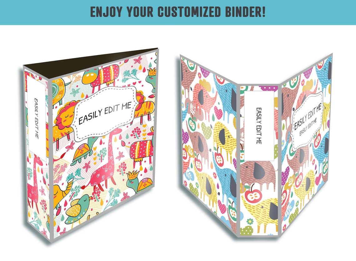 Animal Planner Covers 10 Editable Binder Covers and Spines | Etsy