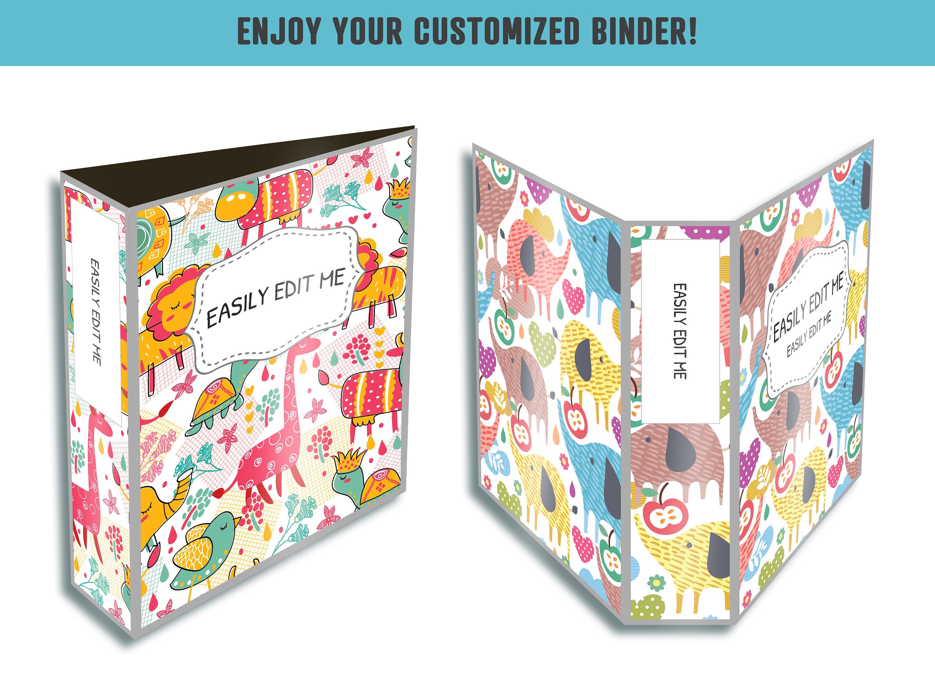 Animal Planner Covers 10 Editable Binder Covers and Spines - Etsy