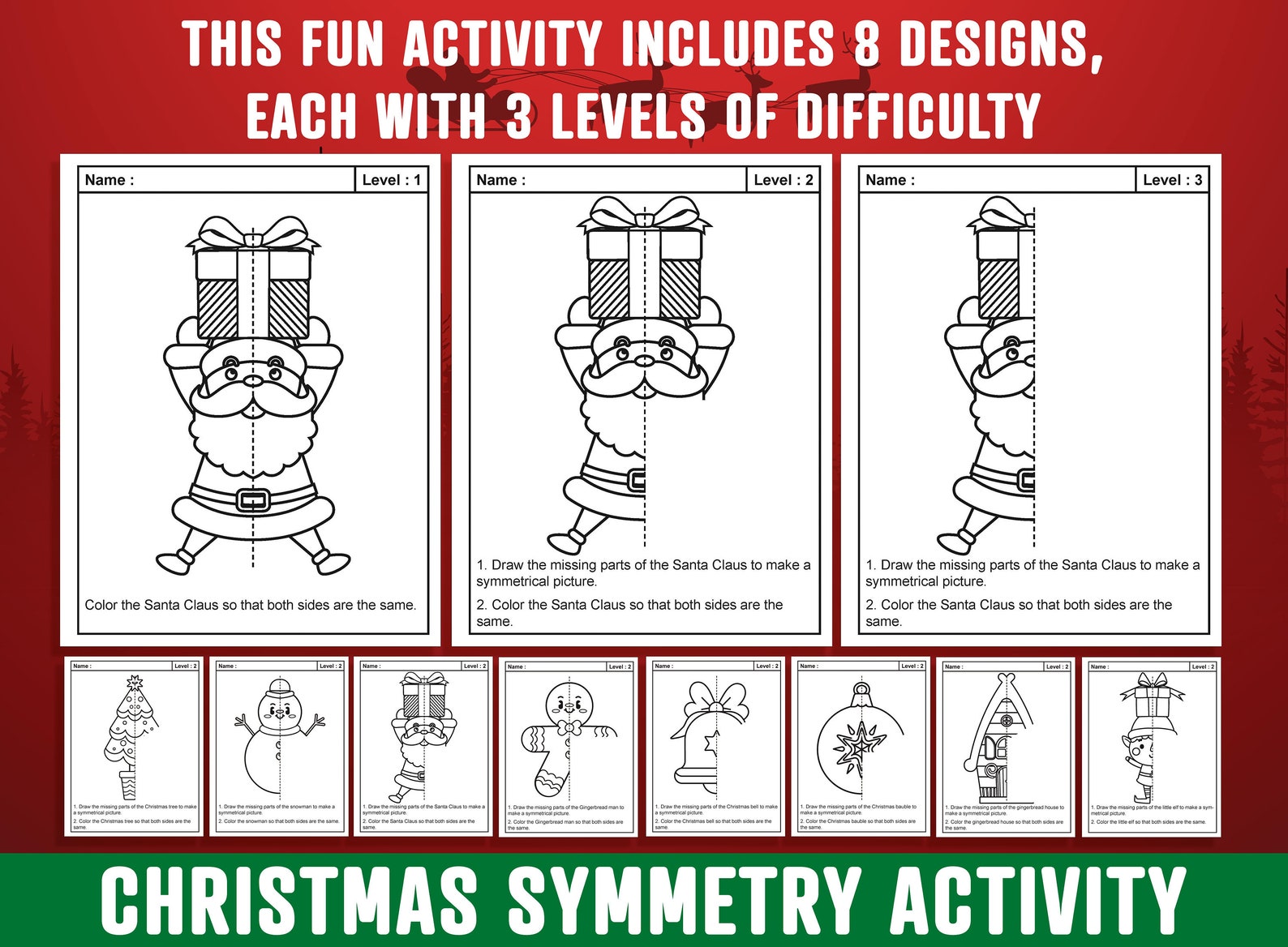 Christmas Symmetry Worksheet, Christmas Theme Lines of Symmetry ...