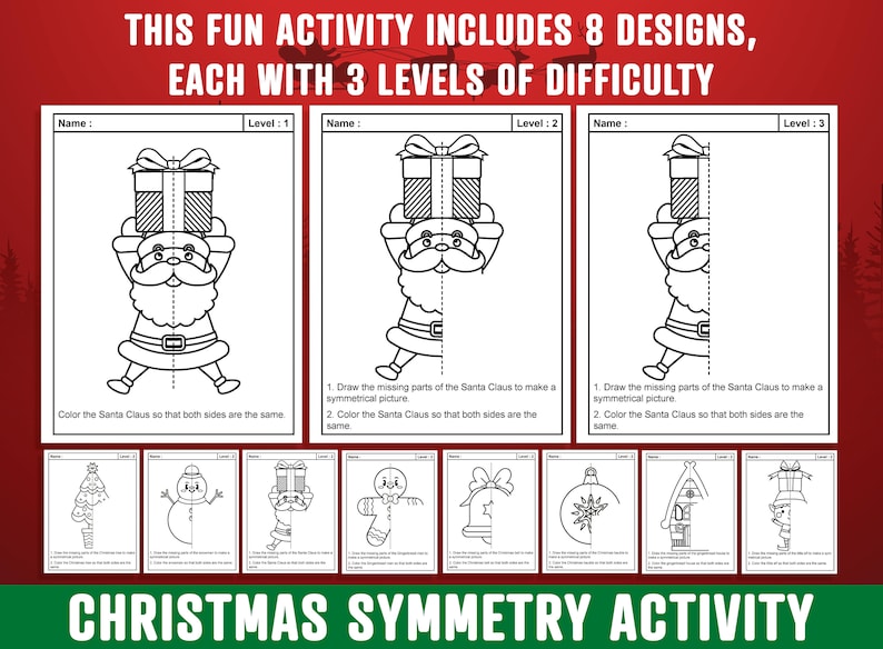 Christmas Symmetry Worksheet, Christmas Theme Lines of Symmetry ...