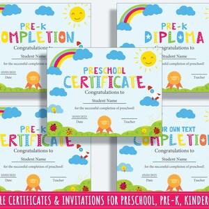 Kindergarten Milestones: Editable Completion Certificates, Diplomas ...