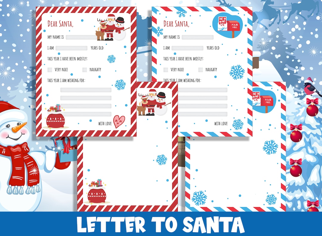 Printable Magical Kids Letter to Santa Kit: 2 Enchanting Designs, Fill ...