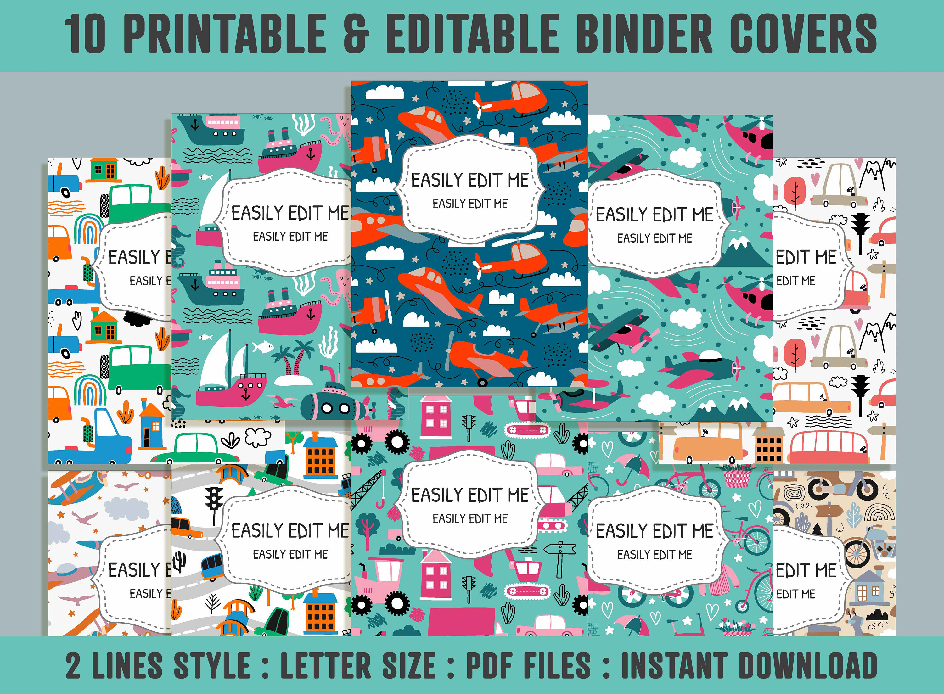 Vehicle Binder Template, 10 Printable & Editable Binder Coversspines ...