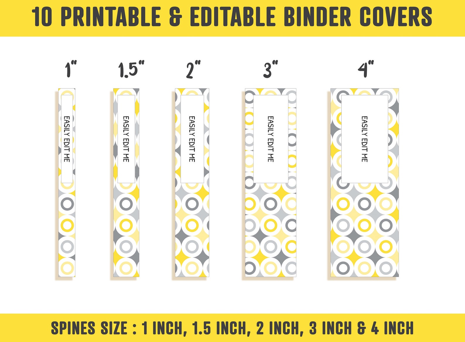 Binder Cover Printable Editable, 10 Coversspines, Binder Inserts ...
